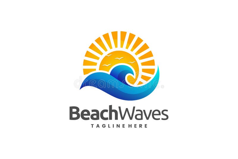 Sun Waves Logo or Beach Logo, Sunrise Logo Stock Vector - Illustration ...