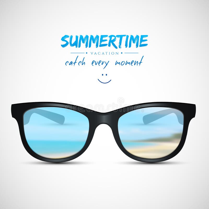 Summer Sunglasses with Beach Reflection Stock Vector - Illustration of ...