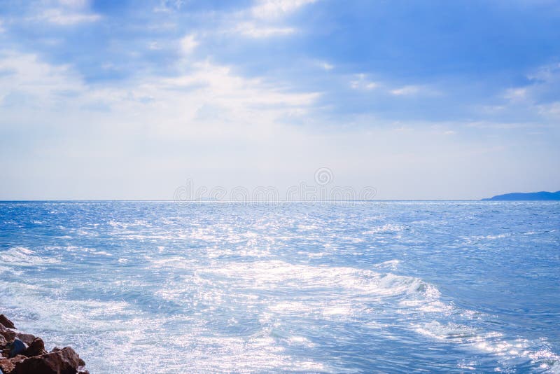 Summer Sunny Beautiful Day at Calm Quiet Waves Blue Sea Stock Image ...