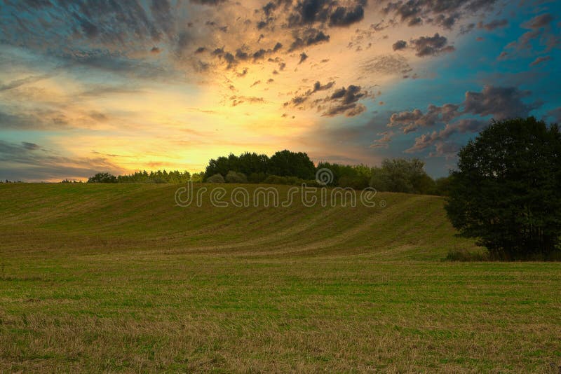 .Summer Sunrise Over the Meadows Stock Photo - Image of beauty ...