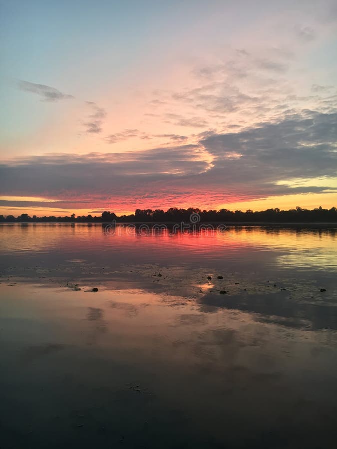 Summer Sunrise on the River Stock Image - Image of sunlight, purple ...