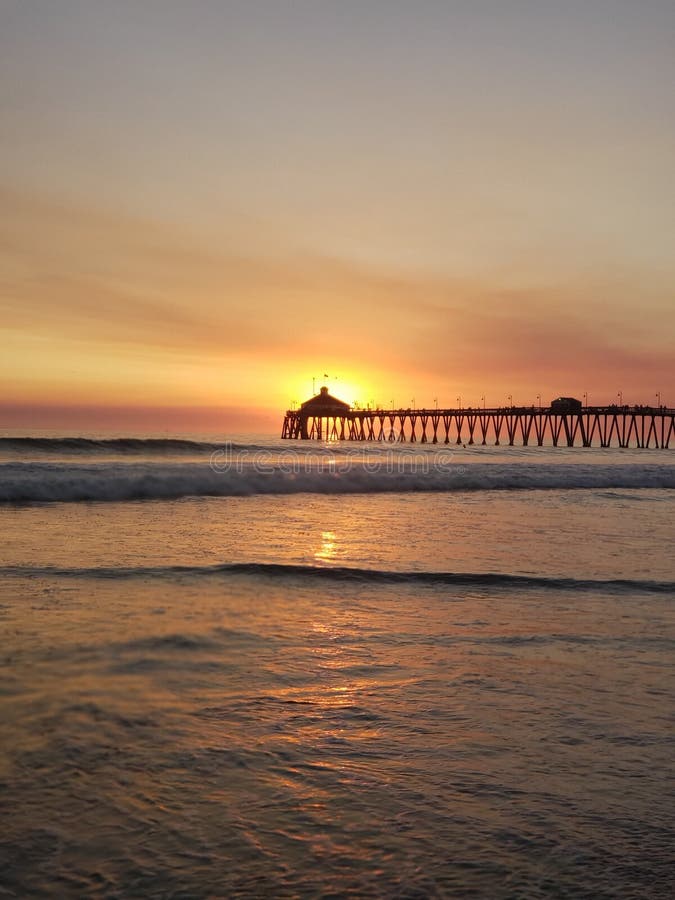 Summer Sunset Halo on Pier stock image. Image of floor - 203071079