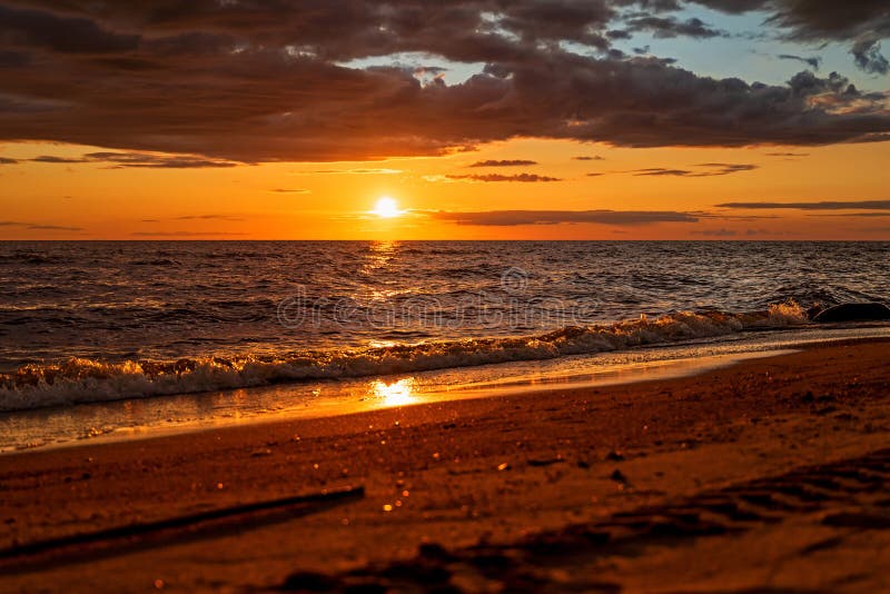 Summer Sunset on Lake Peipus Stock Image - Image of reflection, sunrise ...
