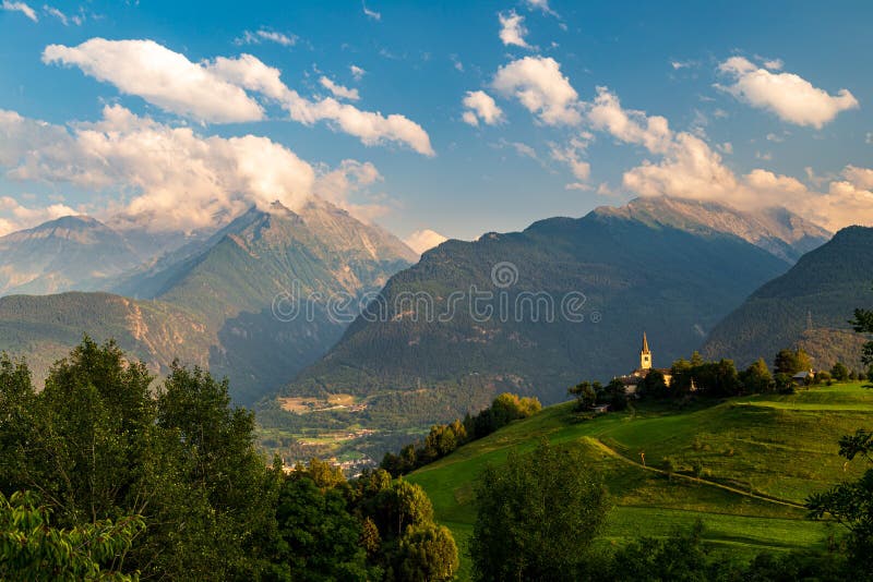 Summer Sunset in the Mountains of Valle D`Aosta Stock Image - Image of ...