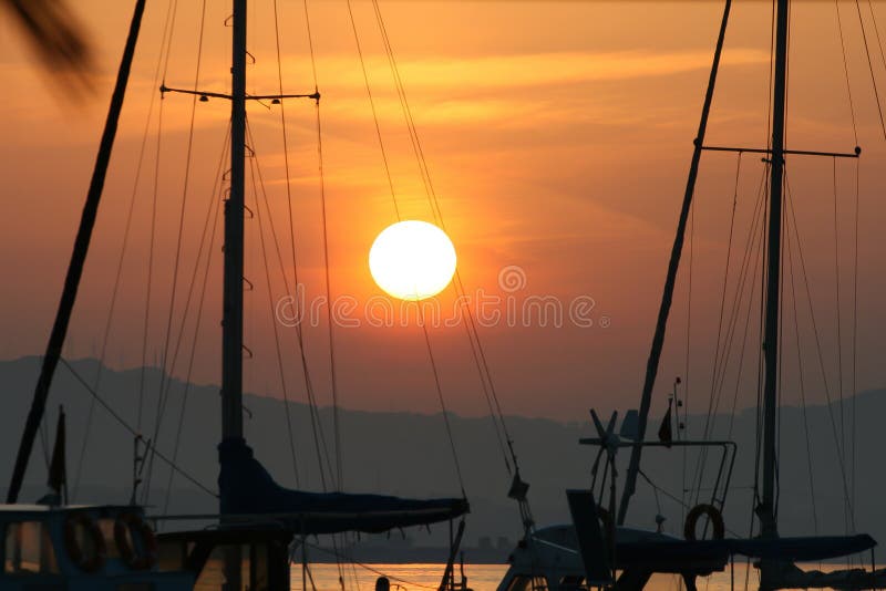 Summer Sunset Over Harbour stock image. Image of dock - 89619541