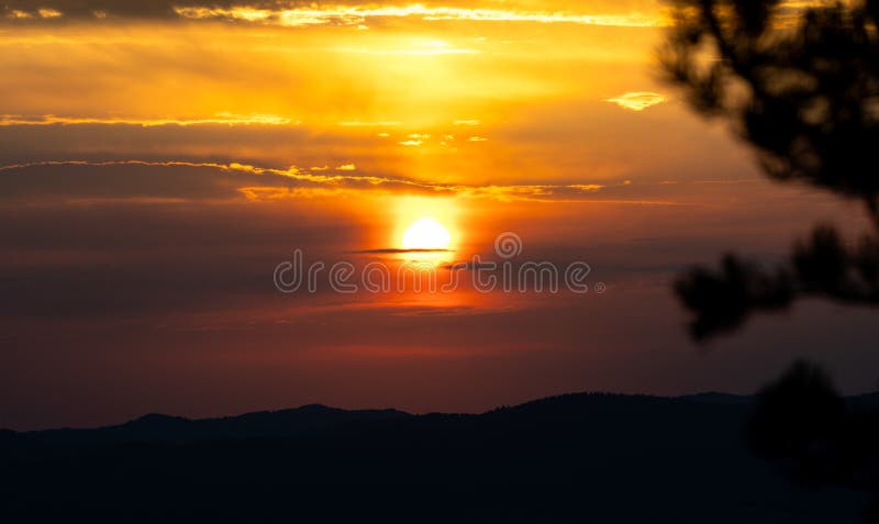 Summer Sunset Over the Mountain Stock Photo - Image of horizon ...