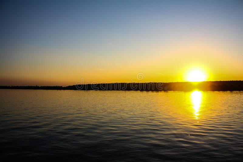 Summer Sunset Over the River Stock Photo - Image of bright, sunrise ...