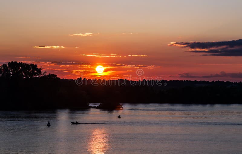 Summer Sunset Over the River Stock Photo - Image of scenery, nature ...