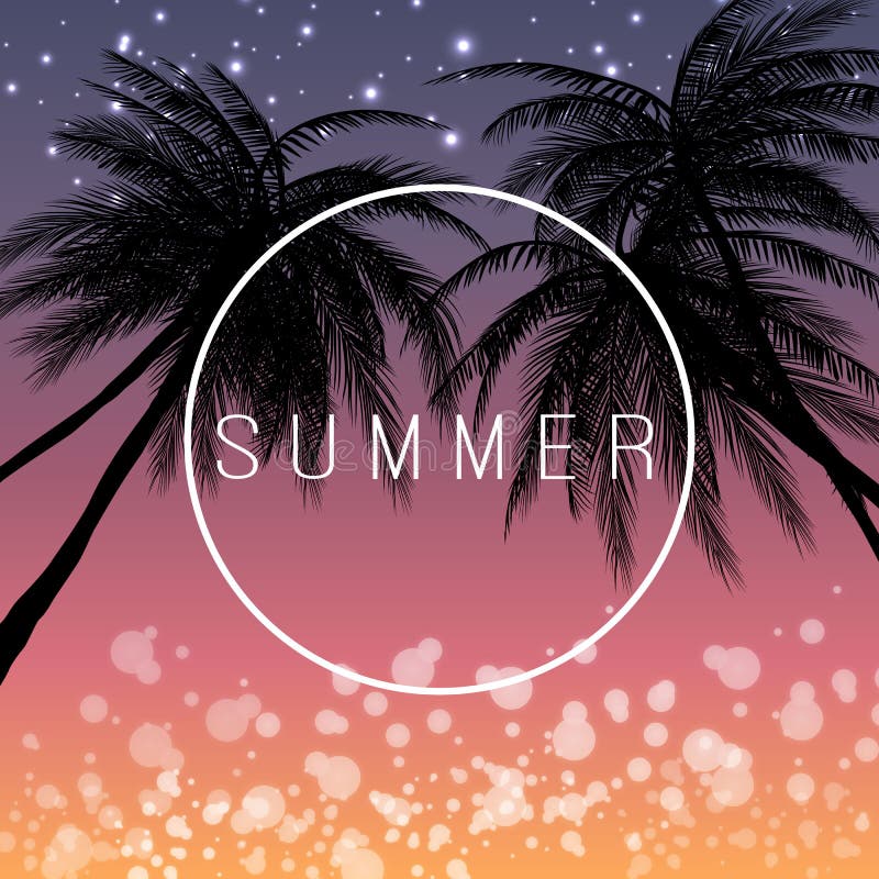 Summer Sunset Poster and Abstract Background. Vector Illustration Stock ...