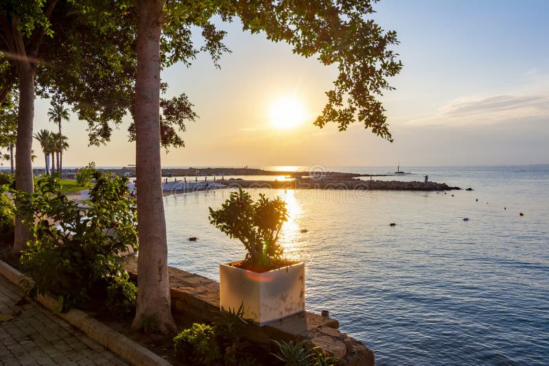 Summer Sunset on Side Promenade, South Turkey Stock Photo - Image of ...