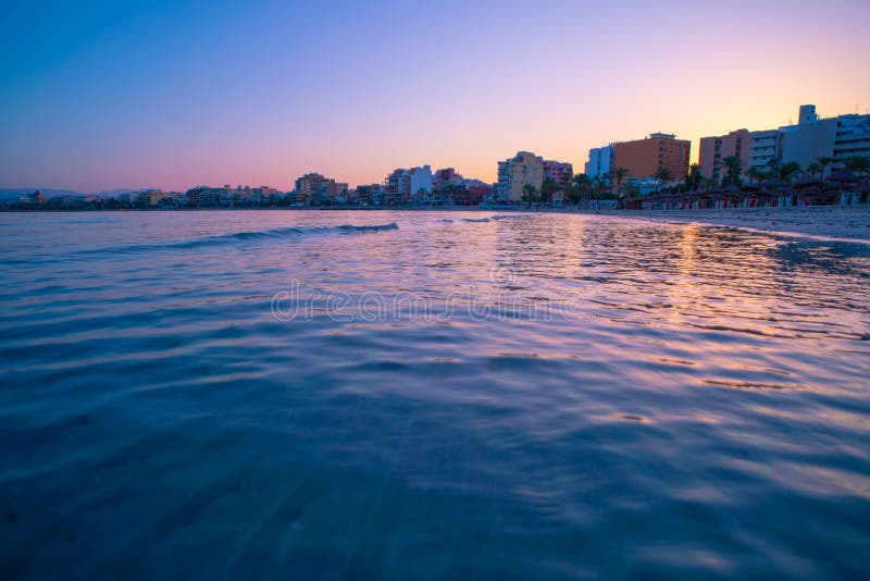 Summer Sunset with Small Waves on the Atlantic Coast Stock Image ...