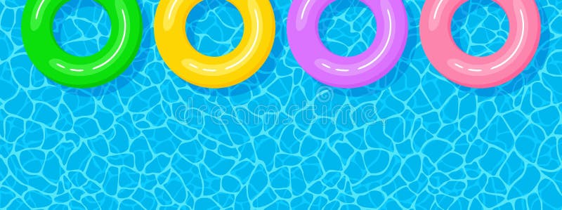 Swimming Pool. Inflatable Floating in Swimming Pool on Sunny Day. Top ...