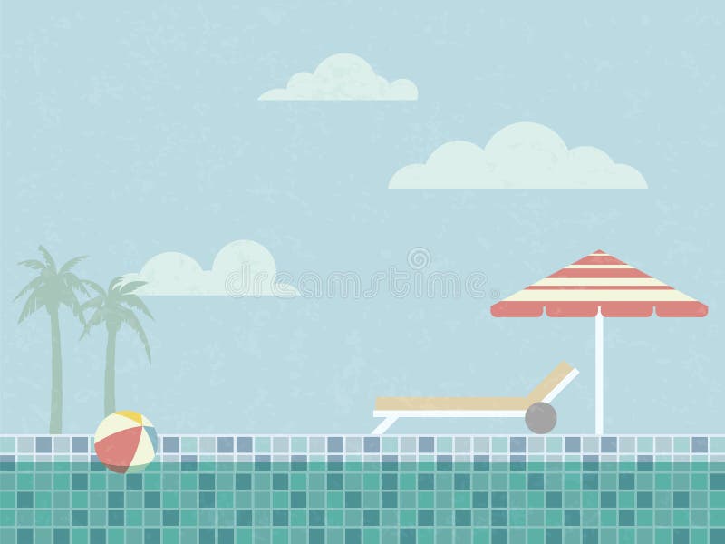 Summer Swimming Pool Retro Styled Vector Illustration Stock Vector ...