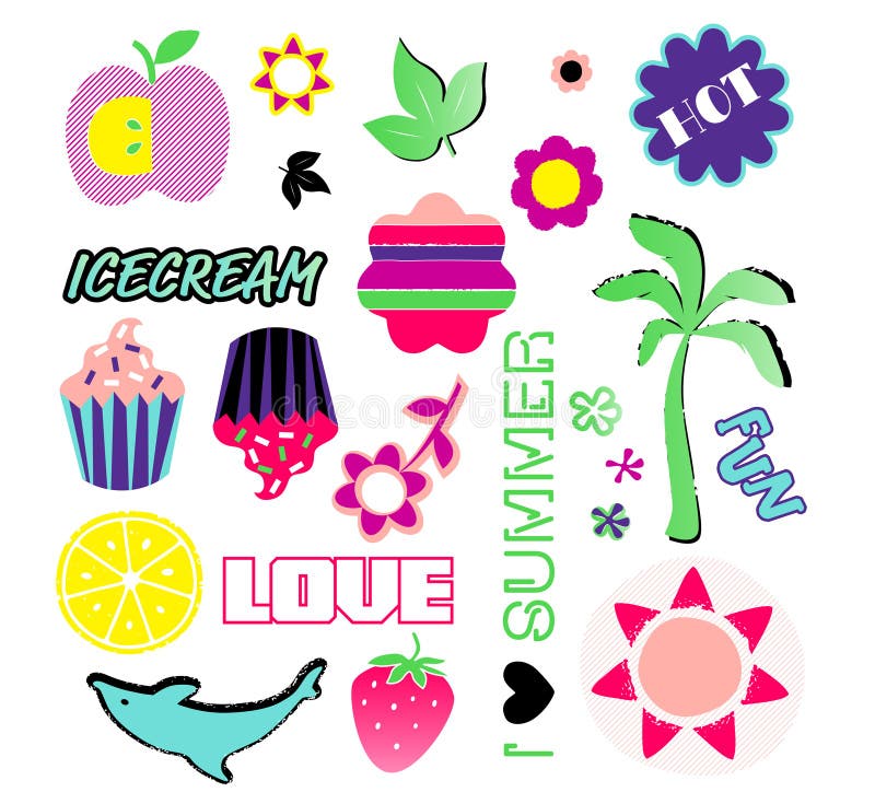 Summer Symbols stock vector. Illustration of purple, blue - 7828385