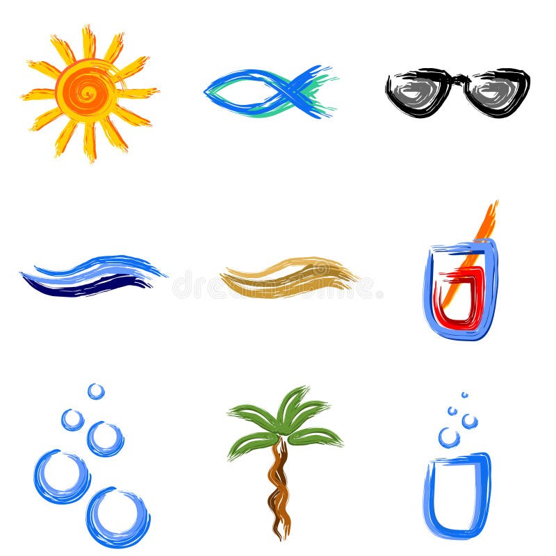 Summer symbols stock illustration. Illustration of summer - 30702475