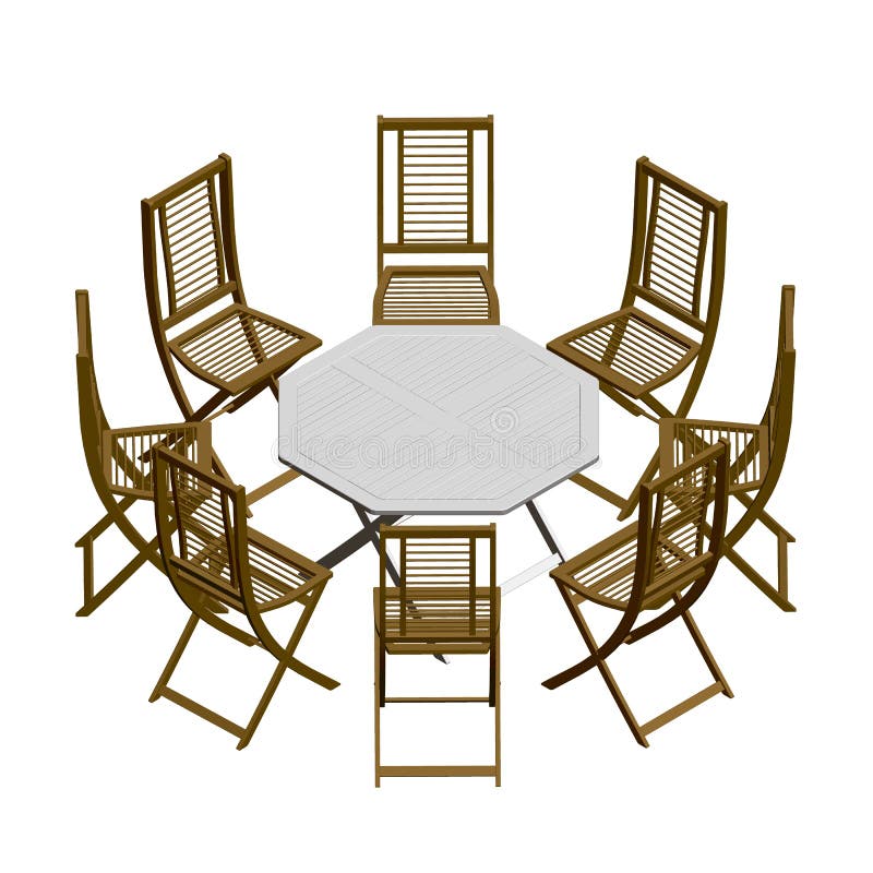 Summer Table with Chairs. Isometric View Stock Vector - Illustration of ...