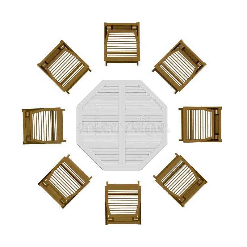 Summer Table with Chairs. View from Above. 3D. Vector Illustration ...
