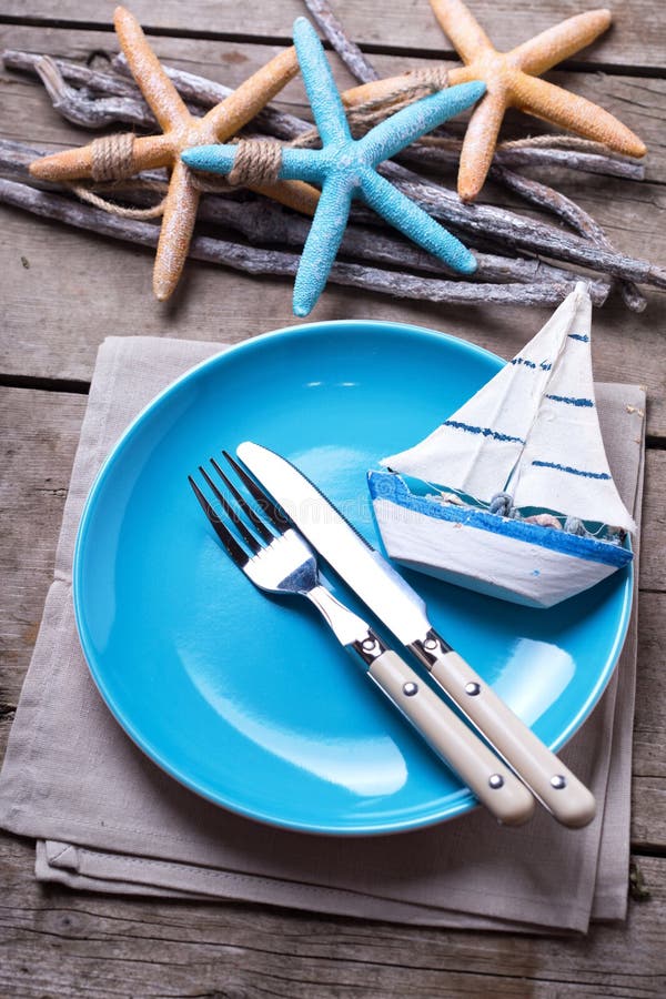 Summer table setting. stock image. Image of festive, place - 97691363