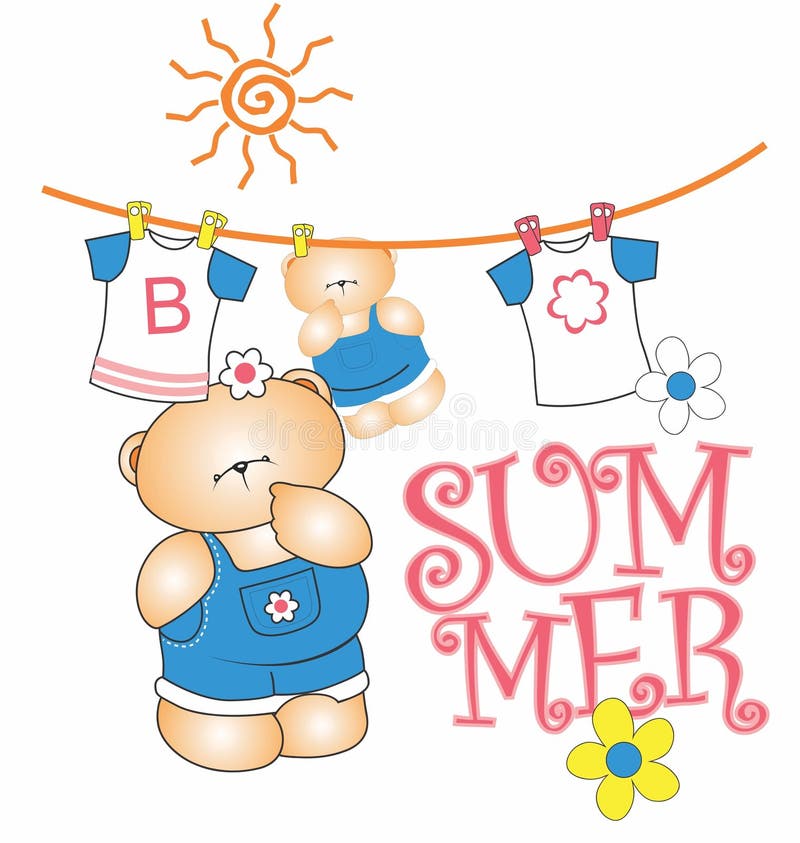 Summer Teddy Print Vector Art Stock Vector - Illustration of nature ...