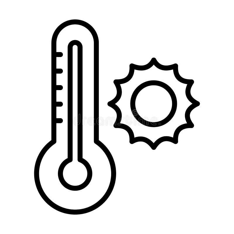 Summer Temperature Warm Single Icon with Outline Style Stock Vector ...