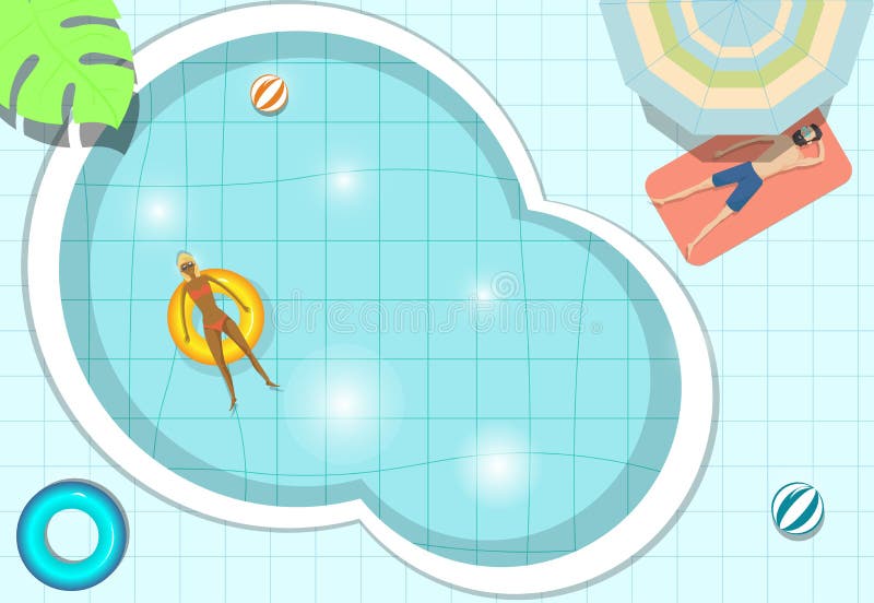 Summer Template on the Background of the Pool . View from Above. Design ...