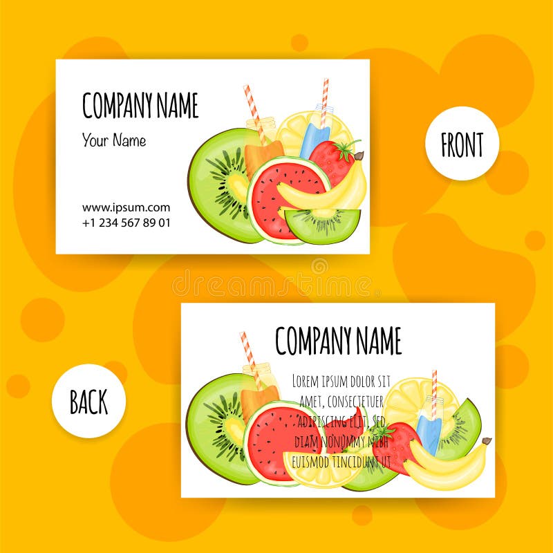 Summer Template for Business Cards. Cartoon Style Stock Illustration ...