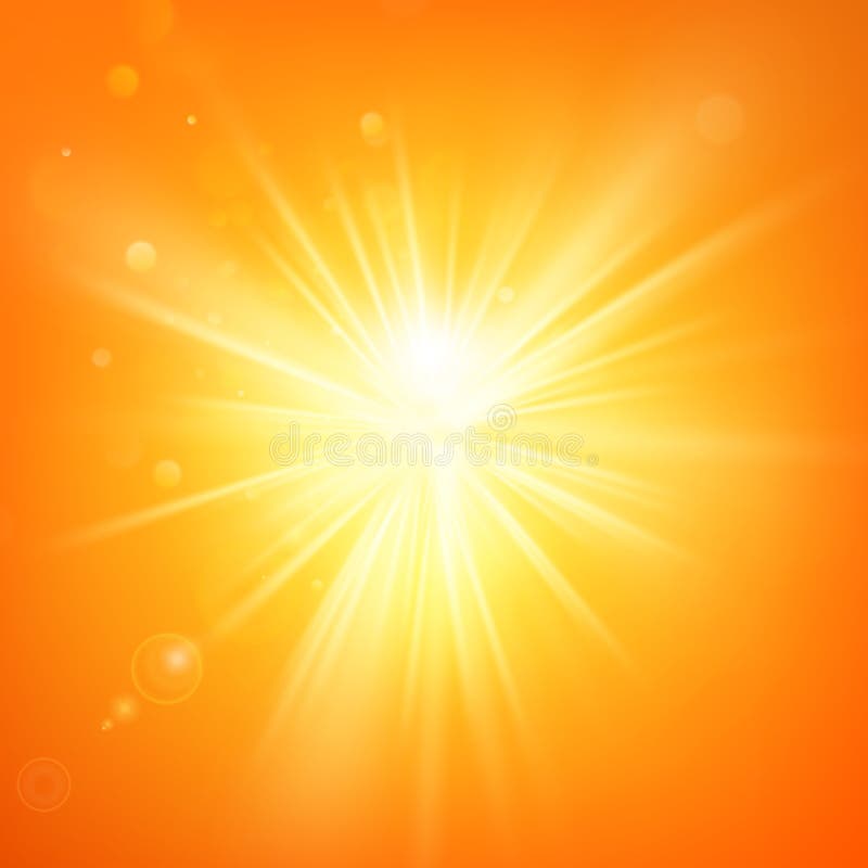 Summer Template Hot Summer Sun Rays Burst with Lens Flare. EPS 10 Stock ...