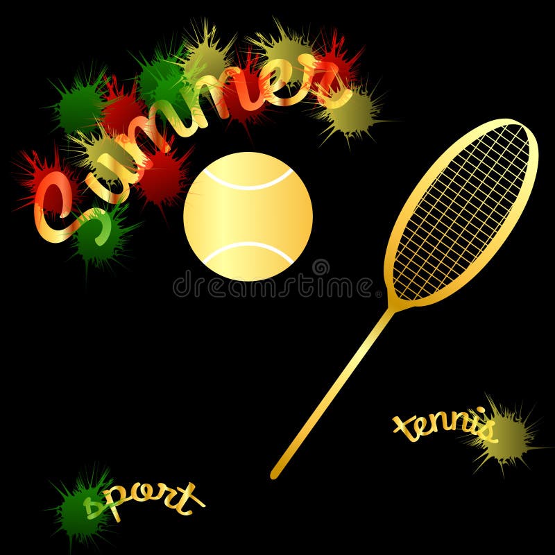 Summer tennis racket ball stock vector. Illustration of ball - 55412157