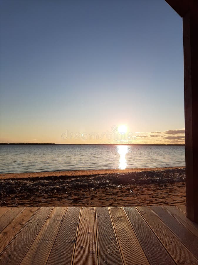 Summer Terrace on the Beach at Sunset Stock Image - Image of terrace ...
