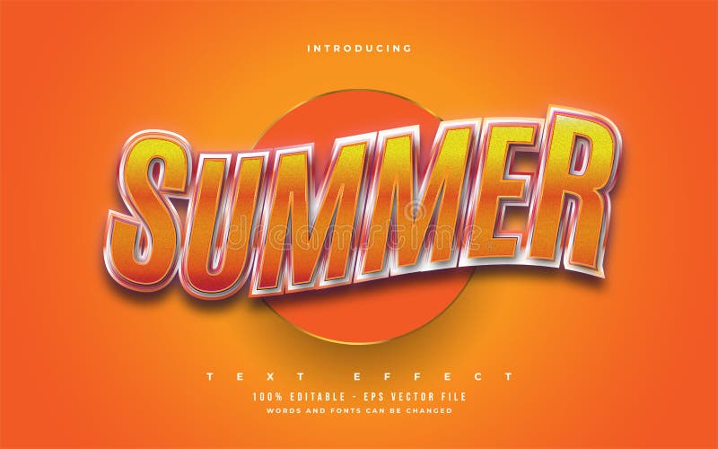 Summer Text in Bold Orange with 3D Embossed and Wavy Effect. Editable ...