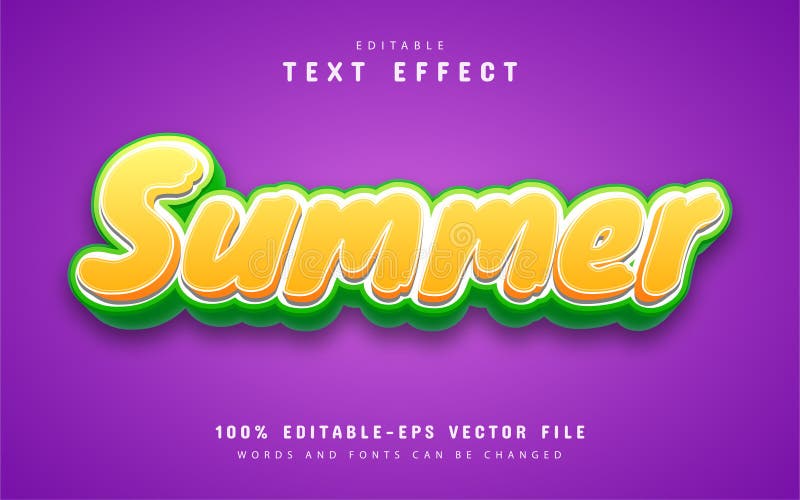 Summer Text, Cartoon Style Text Effect Stock Vector - Illustration of ...