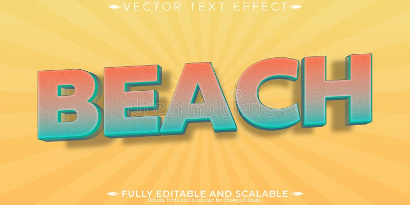 Summer Text Effect, Editable Sunny and Beach Font Style Stock Vector ...