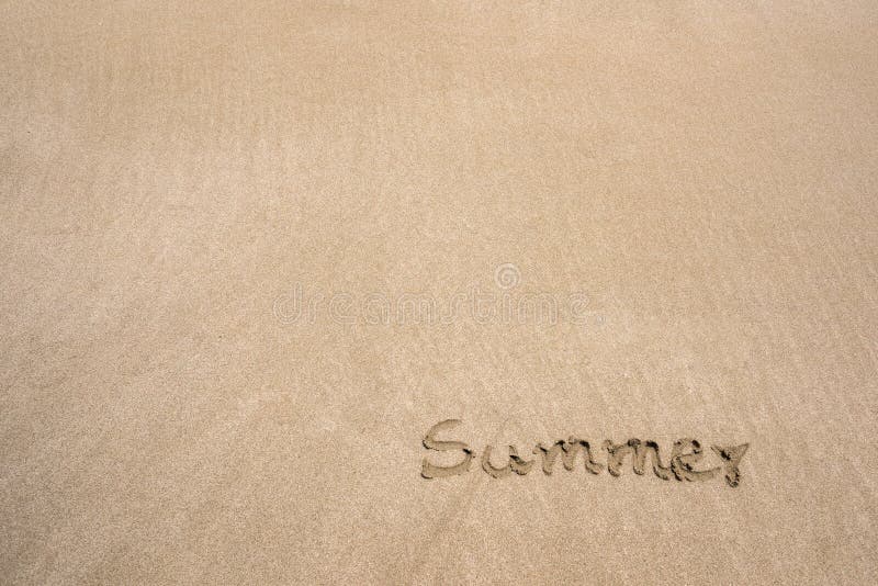 Summer Text Message in Sand on the Beach Stock Photo - Image of word ...