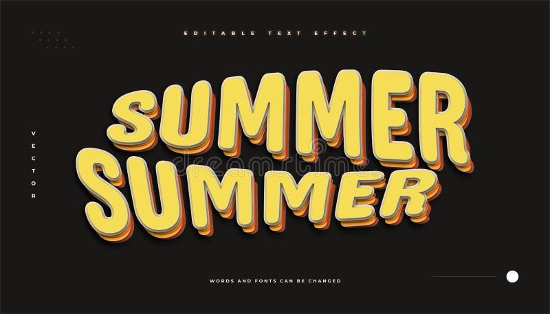 Summer Text in Retro Cartoon Style. Editable Summer Text Effect Stock ...