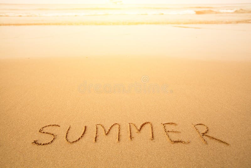 Summer Written in Sand stock photo. Image of season, letter - 21206594