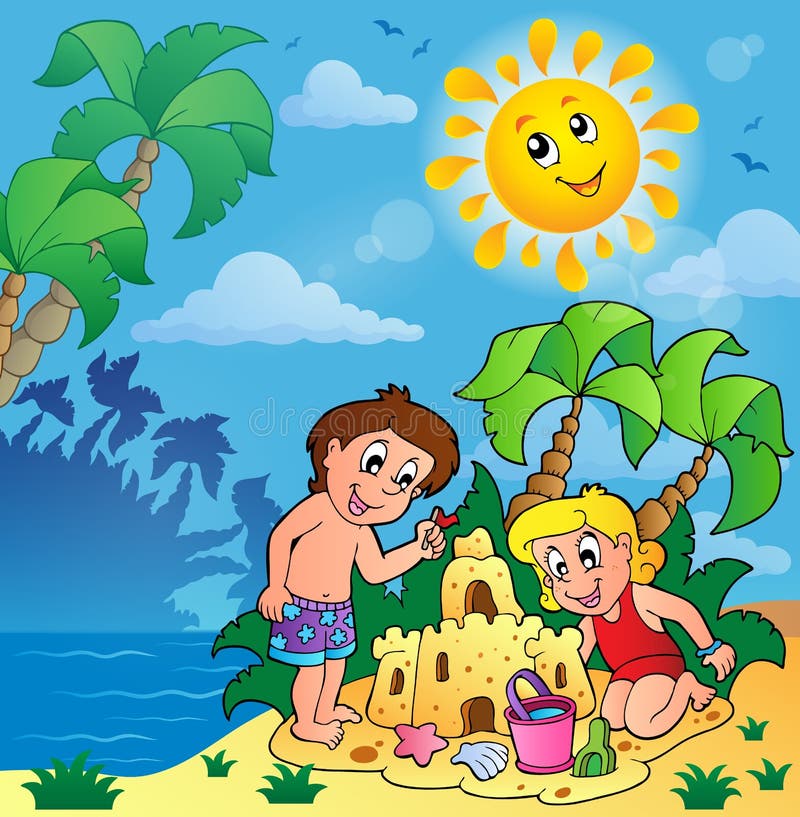 Summer Theme with Children Playing Stock Vector - Illustration of look ...