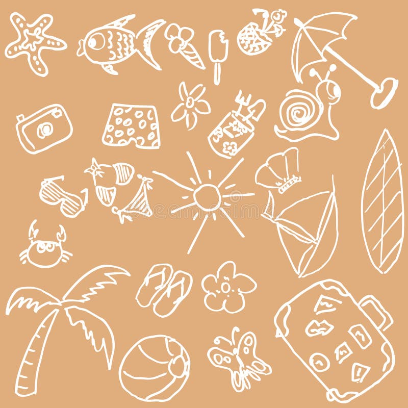 Summer theme doodles stock vector. Illustration of cream - 10120695