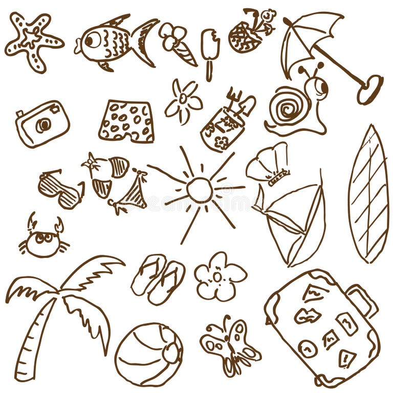 Summer theme doodles stock vector. Illustration of bathing - 10240123