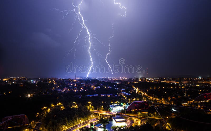 Summer Thunderstorm in the City Stock Photo - Image of light, rain ...