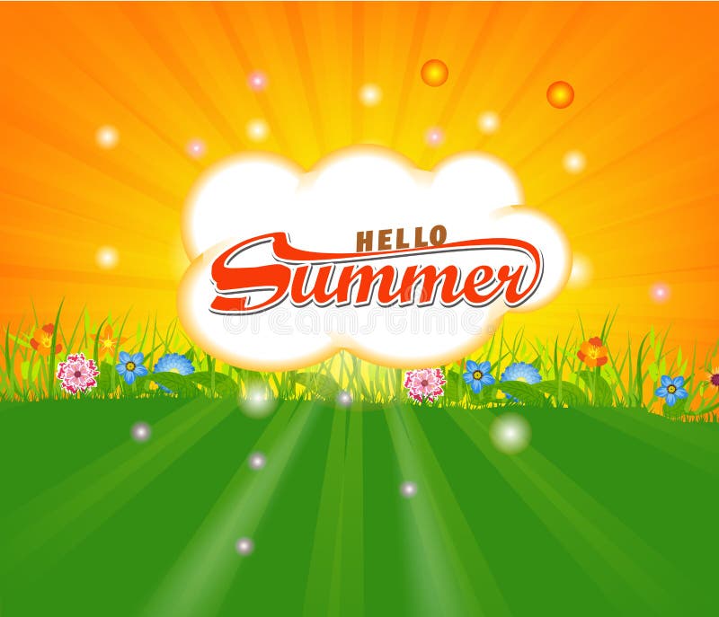 Summer Time Background with Hot Sun Lights Vector Illustration Stock ...
