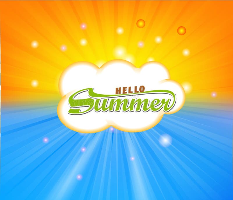 Summer Time Background with Hot Sun Lights Vector Illustration Stock ...