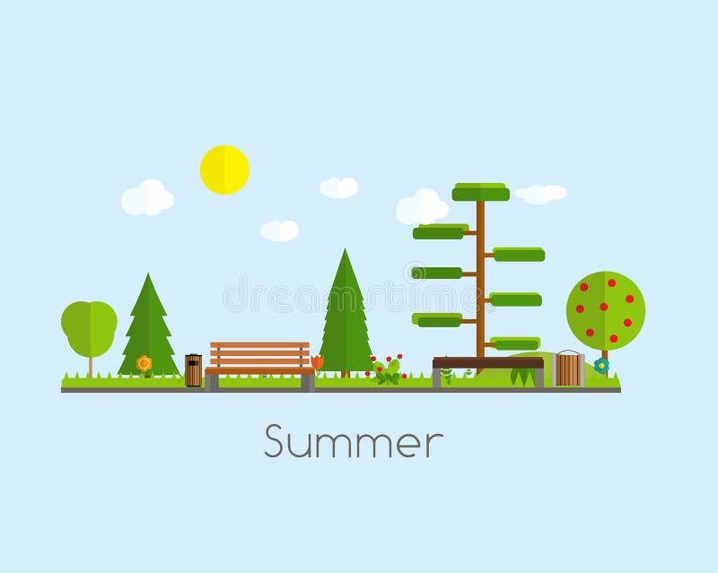 Summer Time Background in Modern Flat Design Stock Vector ...