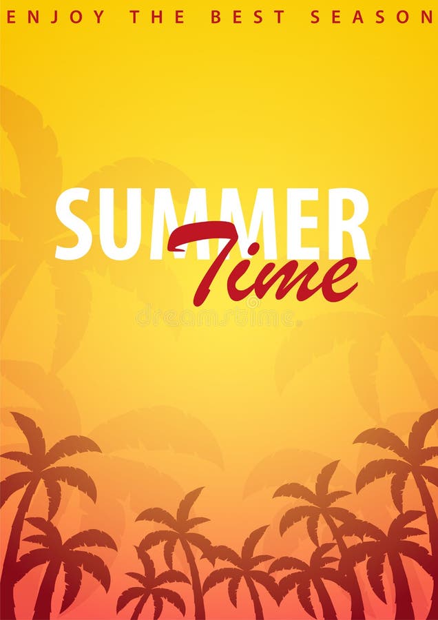 Summer Time Backgrounds with Palms. Summer Placard Poster Flyer ...