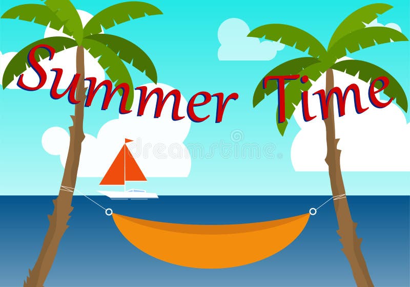 Summer Time Banner. Background Summer Image with Seascape and Palm ...