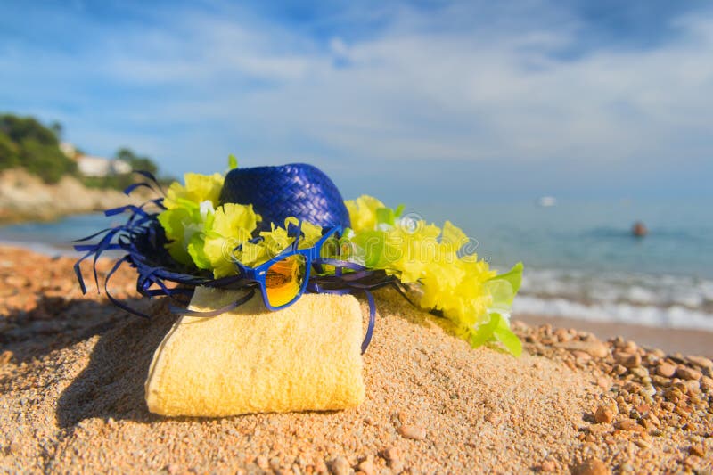 Summer time at the beach stock photo. Image of sunglasses - 76108084