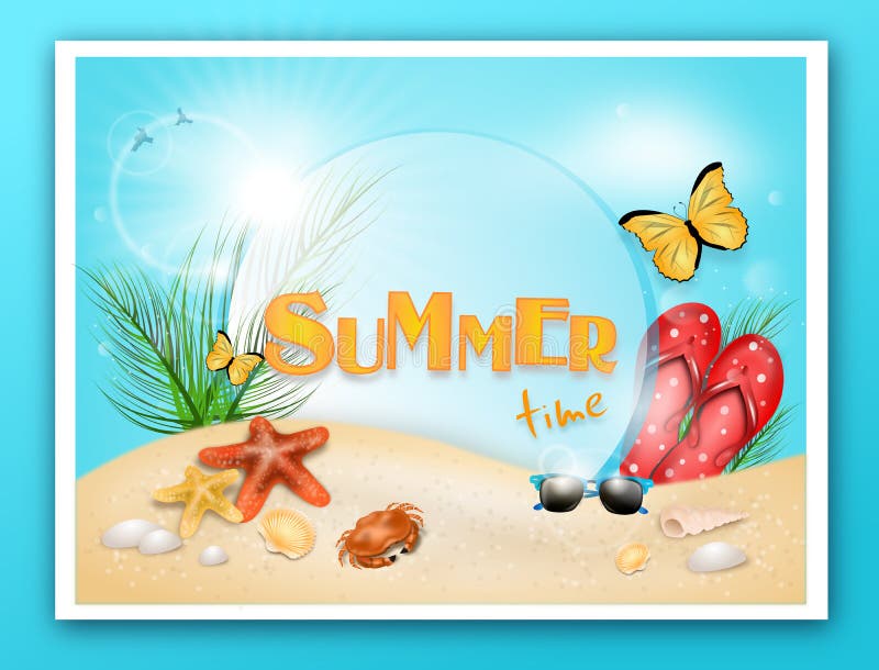 Summer time card stock illustration. Illustration of insect - 91532544