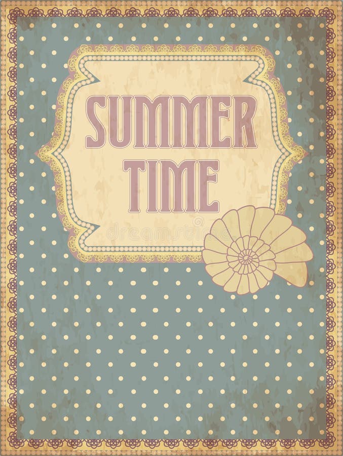 Summer Time Card With Shell Stock Vector - Illustration of leaf ...