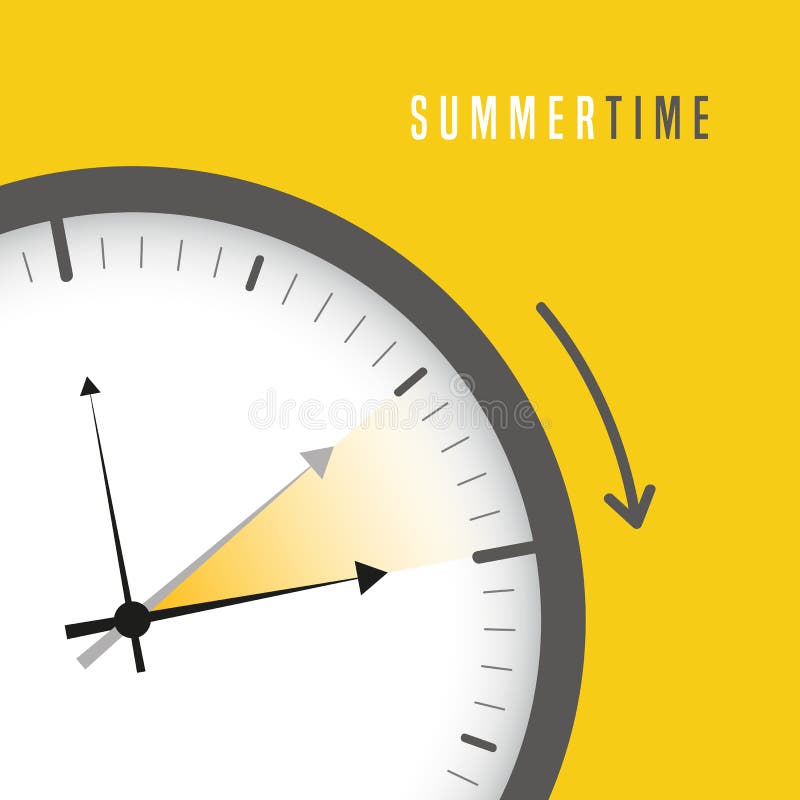 Clock with Sun Summer Time Daylight Saving Time Stock Vector ...
