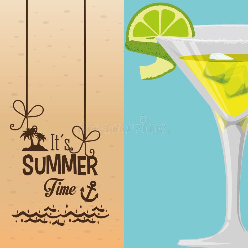 Summer Time Cocktail Banner Stock Vector - Illustration of flyer ...