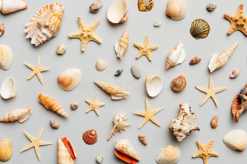 Summer Time Concept Flat Lay Composition with Beautiful Starfish and ...